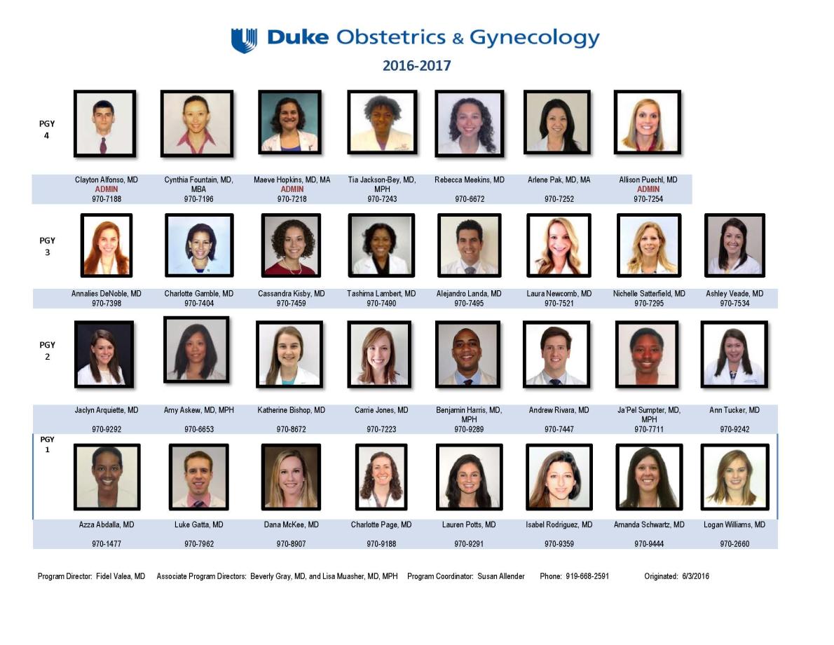 Duke OB/GYN Welcomes New and Returning Residents | Duke Department of ...